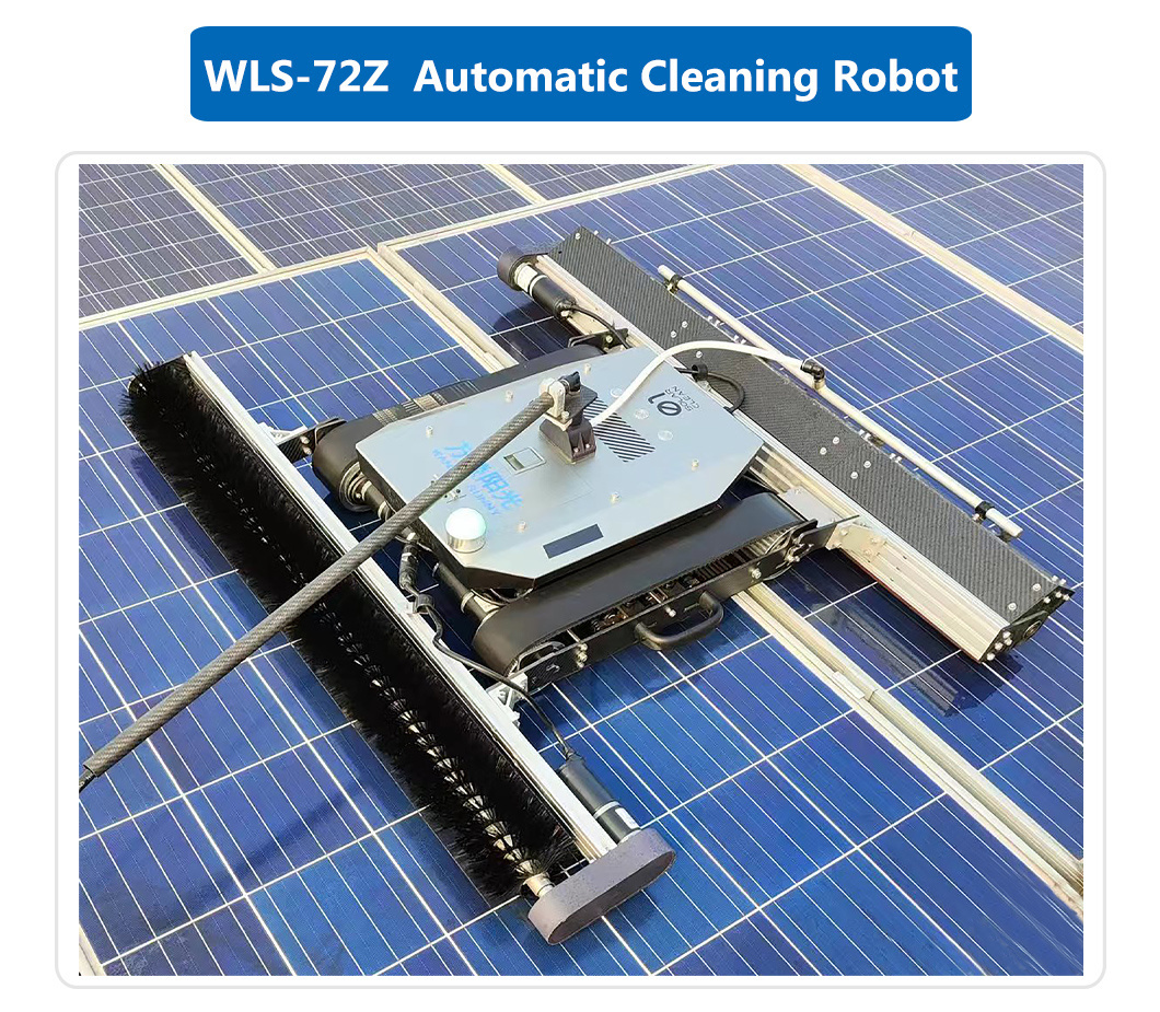 Innovative Ai-Powered Cleaning Robot with Rolling Brush Heads and High-Pressure Nozzles for Quick Removal of Dust, Dirt, etc on The Solar Panel