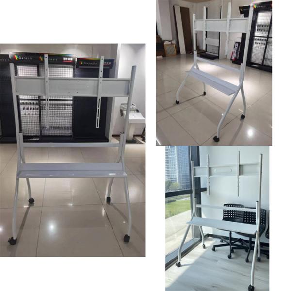 Quality White Black Manual Mobile TV Floor Stand 133lbs Mobile Tv Stand On Wheels for sale