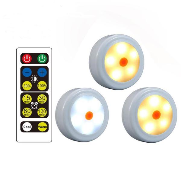 Quality 4.5VDC Battery Powered Led Wardrobe Lights 0.5W Remote Controlled Puck Lights for sale