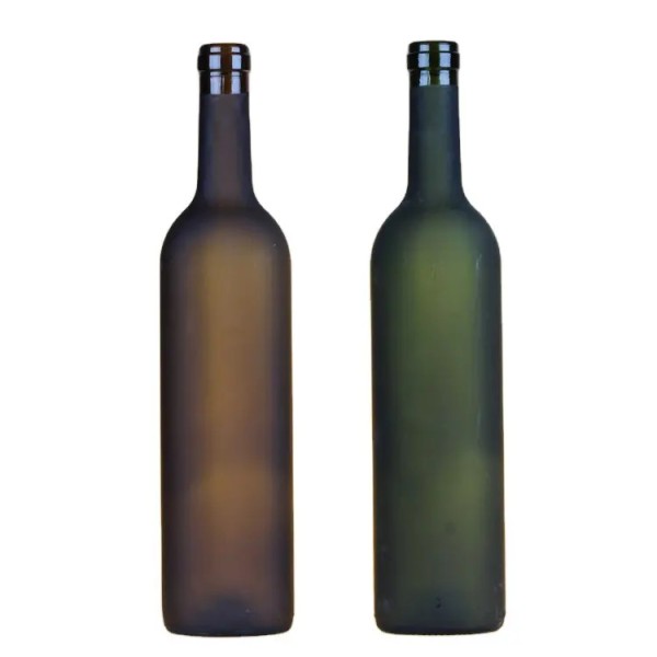 Quality Airtight Food Storage Green Frosted Round Glass Bottles 500ml 750ml in Glass Material for sale