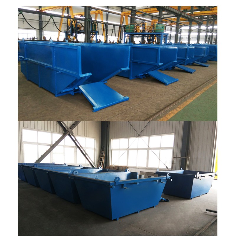 Skip bin interior and floor construction