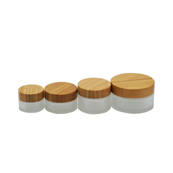 Quality Natural Bamboo Cream 30g Luxury Glass Cosmetic Jars for sale