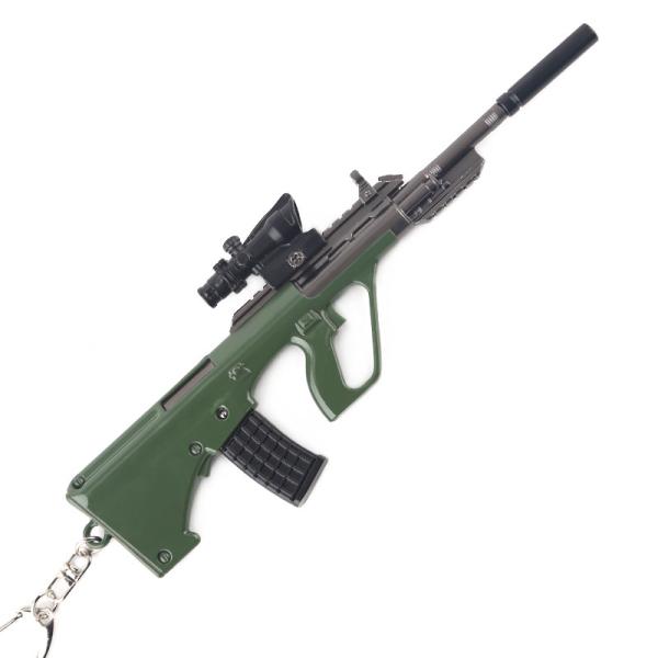 Quality Metal Gun Model Keychain Gift Olive Drab Detachable AUG Keyring for sale