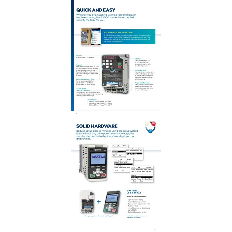 Yaskawa Ga500 AC Drive Ga50b4018ABB Inverter 3pH 5.5kw Frequency Converter Replacements V1000 VFD