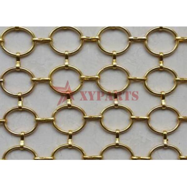Quality Gold Color Ring Mesh Curtain Linked With 'S' Hook As Space Divider For Hotel Decoration for sale