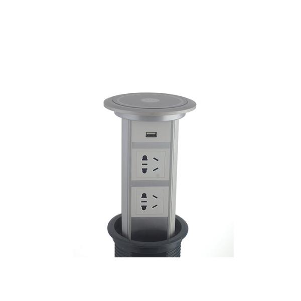 Quality Motor Driven Kitchen Pop Up Sockets Silver Color Flush Mounted on Bar Counter for sale