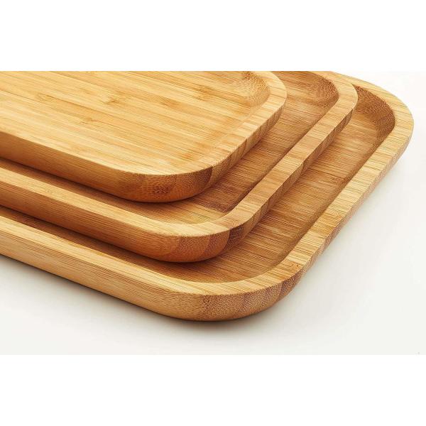Quality Rectangular Natural Wooden Bamboo Food Plate Serving Trays for sale