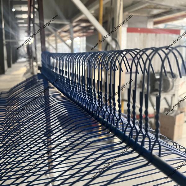 Quality Blue Color Powder Coated Hanger Dry Cleaners With Notched Shape for sale