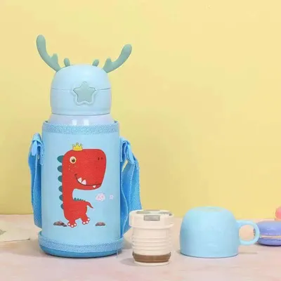 Quality Stainless Steel 17 Oz Unicorn Cups For Kids Cute Insulated Water Bottle With Straw Strap Leak-Proof Flask For Boys And Girls for sale