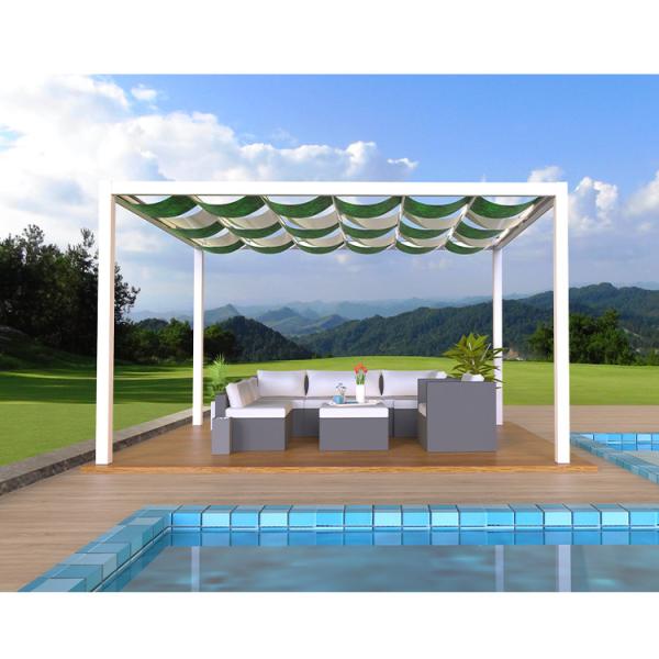Quality New anti-UV segmented wavy telescopic sunshade rain canopy sailcloth for sale