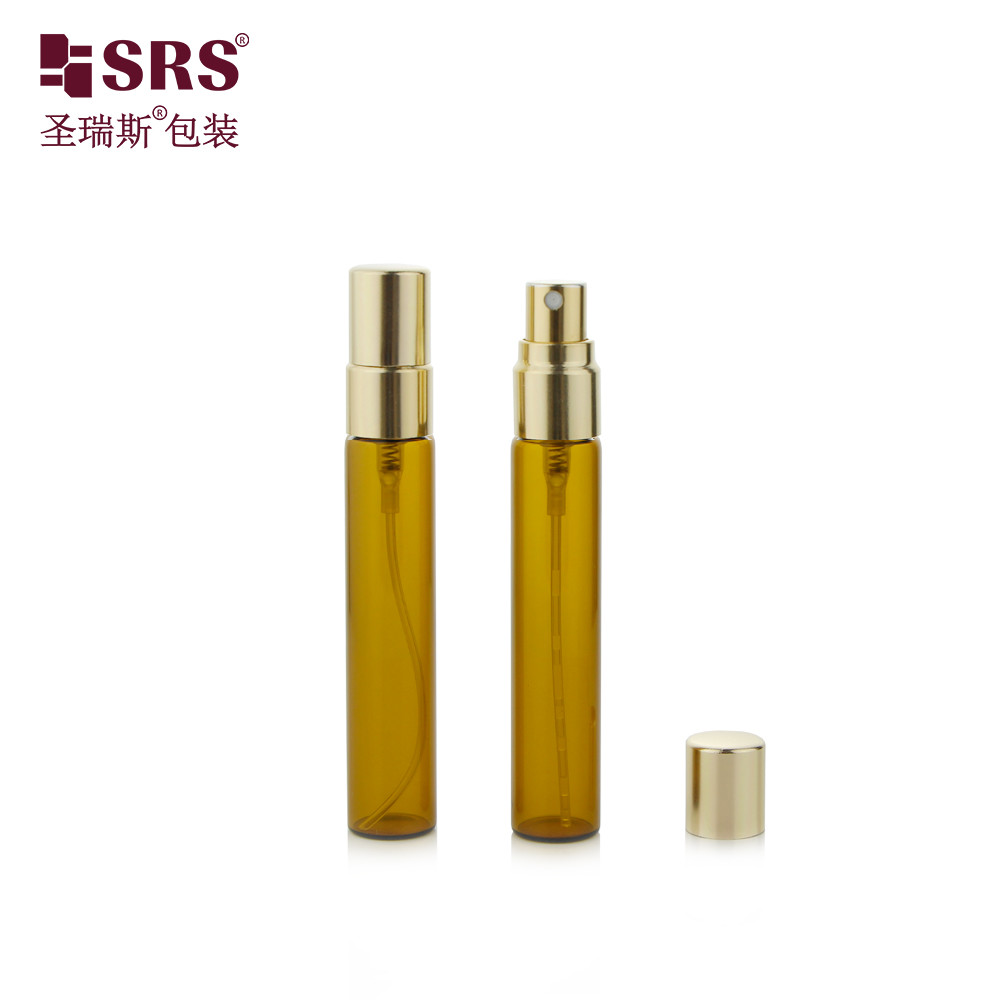 Quality BLPA-8ML 15mm DIA Amber Empty Glass Vial Tube Spray Bottle With Fine Mist Atomizer for sale