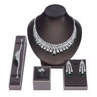 Quality Middle East Dubai Bridal Jewelry Set Necklace Earrings Copper Zircon Plating for sale