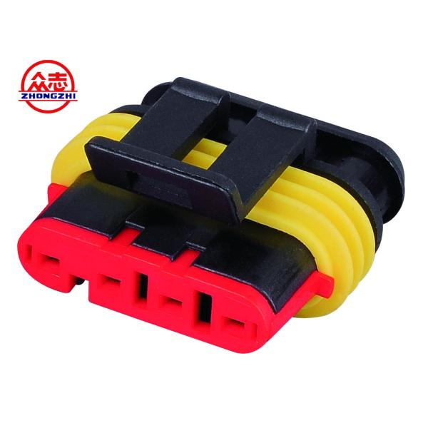Quality Black Waterproof Auto Wire Connectors 4 Wire Waterproof Connector TS16949 Approved for sale