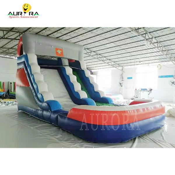 Quality Blue And White Inflatable Outdoor Slide For Toddlers With Digital Printing for sale