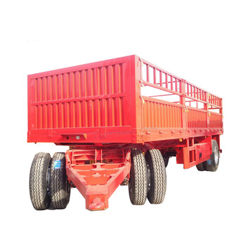Quality Farm 2-Axles Flat Platform Fence Drawbar Full Trailer With Ladder for sale