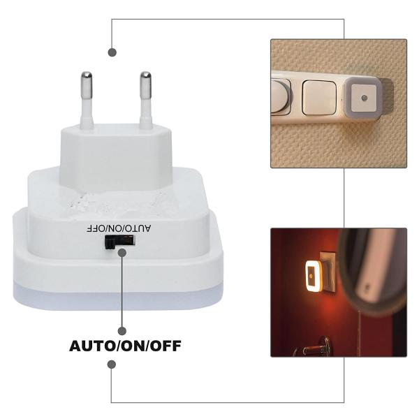 Quality 3 Modes 1W ABS 50000hours Wall Plug In Motion Sensor Light for sale