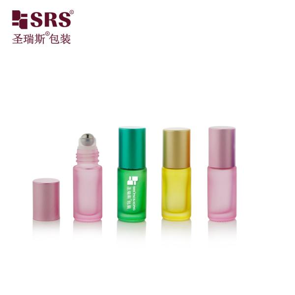 Quality Luxury Colorful Painted Matte Finished Glass Roller Ball Bottle Perfume Oil for sale