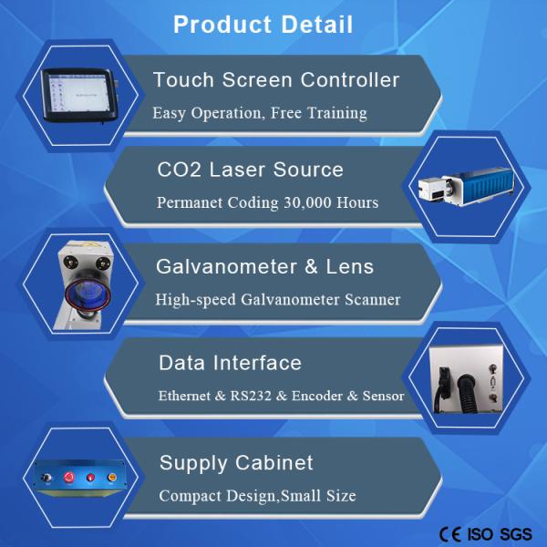Quality Co2 laser expiry code marking machine flying type for industrial production line for sale