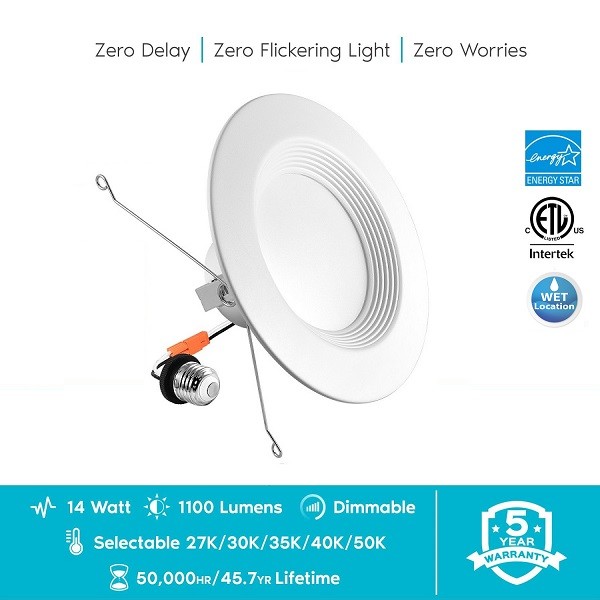 Quality Baffle Trim 6 Inch LED Flush Mount Light , 14W 5cct Slim Flush Mount Light for sale
