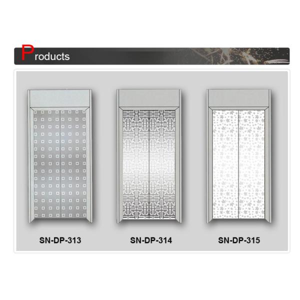 Quality Door Panel Stainless Steel Elevator Cabin Decoration Centre / Side Opening for sale