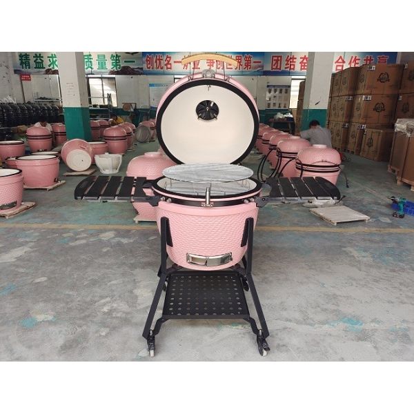 Charcoal 22 Inch Pink Ceramic Kamado Grills BBQ Bamboo Handlle from ...