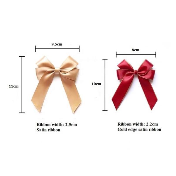 Quality Red Pre-tied Satin Ribbon Bow for Gift Box Packing MSD Customized Self Adhesive for sale