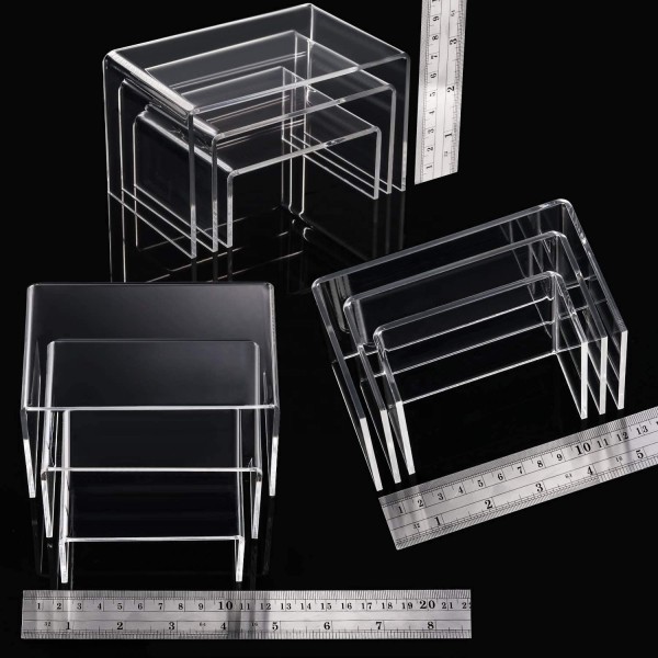 Quality 2 Inch 12 Inch Square Acrylic Riser Displays Nesting Clear Display Stand for sale