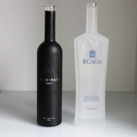 Quality Vodka Gin Unique Premium Frosted Glass Bottle With Screen Printing for sale