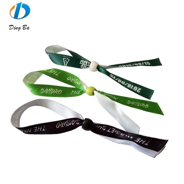 Quality Concert Events Green Polyester Woven Fabric Personalized Customized Bracelets for sale