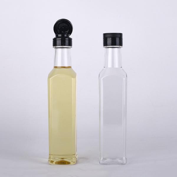 Quality Olive Oil Vinegar Plastic Bottle With Screw Cap Square 8.8oz for sale