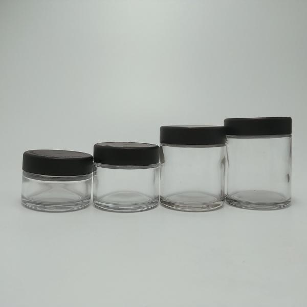 Quality Child Resistant Caps CBD Herbs Packaging Clear Glass Jar for sale