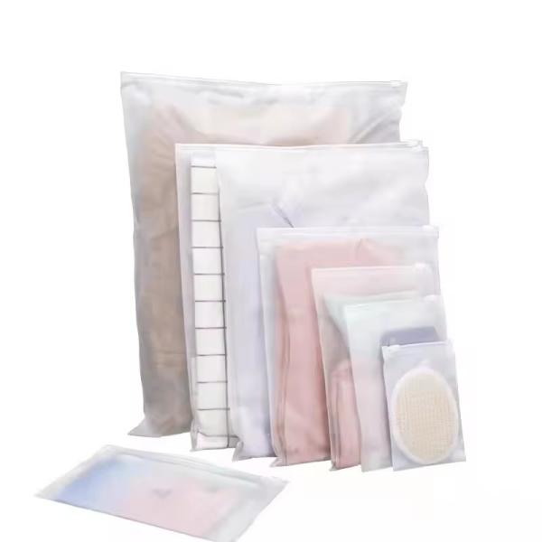 Quality Thickened Material Frosted Zipper Bags With Logo Waterproof Easy Open / Close for sale