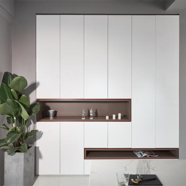 Quality High Gloss Wardrobes White Modern Coat Closet Display Table Storage for sale