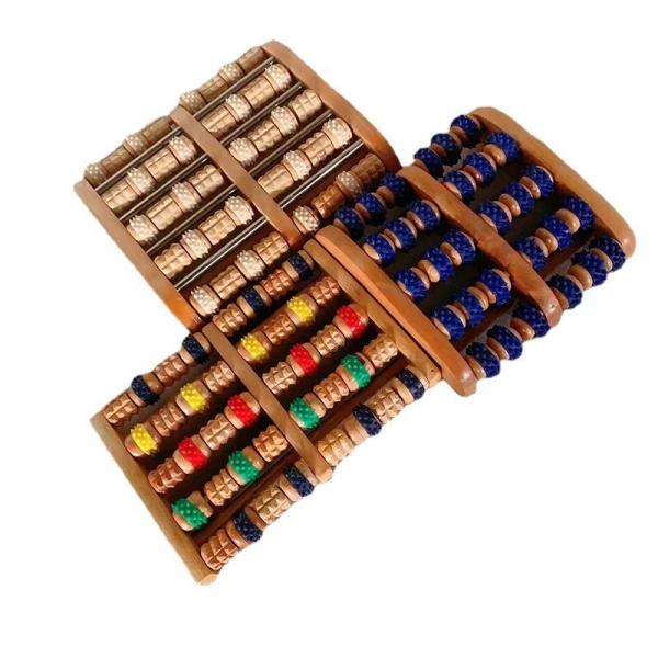 Quality Wooden Tool Pedicures Foot Therapy Meridian Massager Colored Rubber Wood Foot Roller for Foot Massage and Meridian for sale
