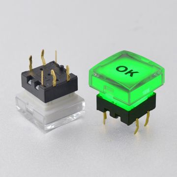 Quality 15x15 LED Push Button Switch 30mA 30VDC With Sculptured Cap for sale