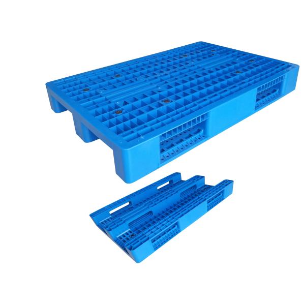 Quality HDPE Reusable Solid Heavy Duty Plastic Pallets 3 - Skids In Blue Color for sale