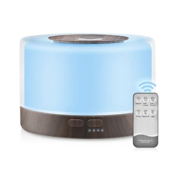 Quality 500ml Large Capacity Wood Grain Aromatherapy Essential Oil Diffuser Aroma Humidifier Scent Dispenser With Remote Control for sale