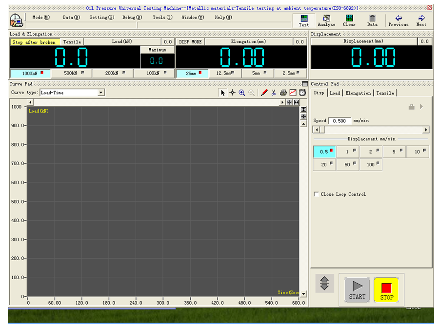 Steel hydraulic tensile test machine software
