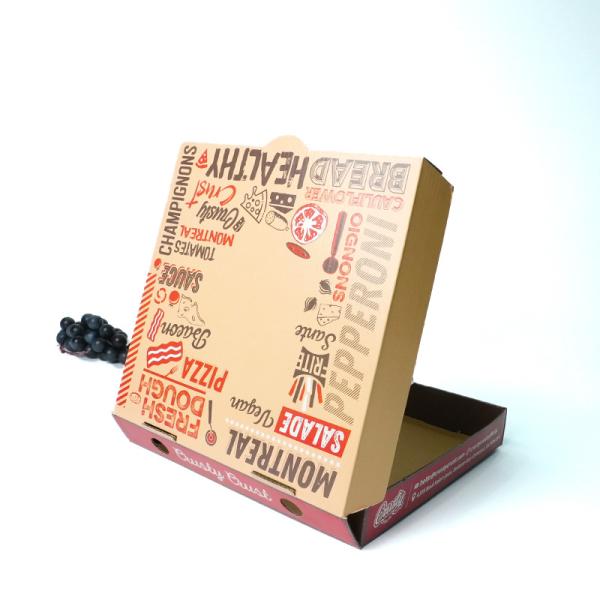 Quality Printing Handling UV Coating Corrugated Carton Pizza Box For Custom Order for sale