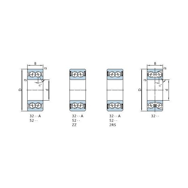 Quality Double Row ZZ P6 3200A Angular Contact Ball Bearings for sale