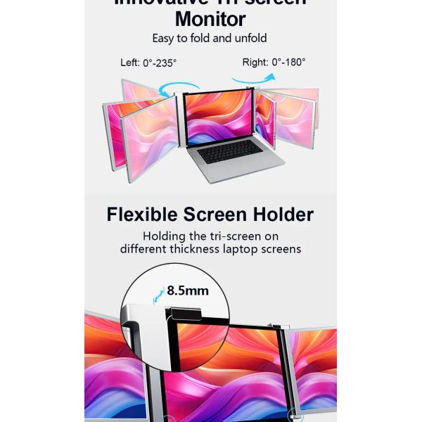 Quality Wireless External Portable Triple Monitor Laptop Tri Screen Extender SRGB for sale