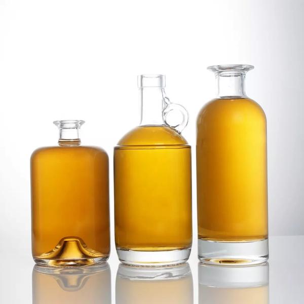Quality Custom Color 750ml Transparent Round Wide Mouth Glass Liquor Bottle for Wine for sale