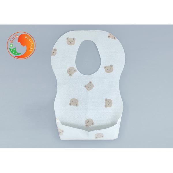 Quality Lightweight Custom Printed Disposable Bibs Foldable With Catch Pocket Tear for sale
