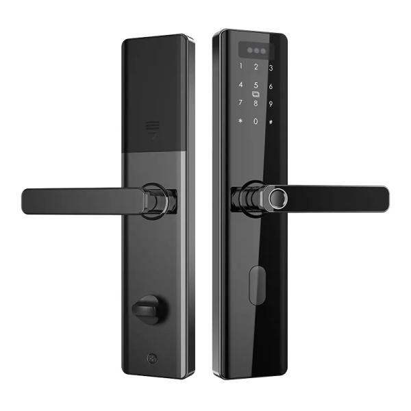 Quality Facial Recognition Smart Handle Door Lock Digital Code Card NFC Biometric Access for sale