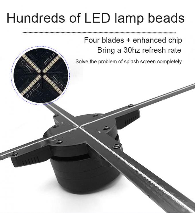 65cm Length 3D Hologram Fan LED Display, WIFI/TF card Update Holgraphic Fan LED Advertising  Player