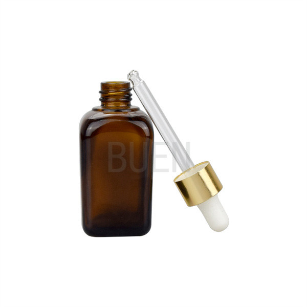 Quality Dark Brown Forsted Glass Dropper Bottle Square ISO90001 50ml for sale