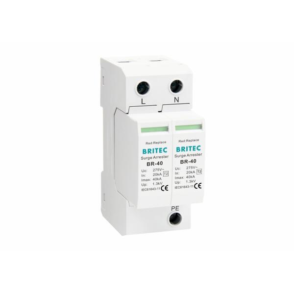 Quality 40kA Pluggable Modular Surge Arrestor 320V 2P Type 2 Surge Protection Device DIN Rail Mount for sale