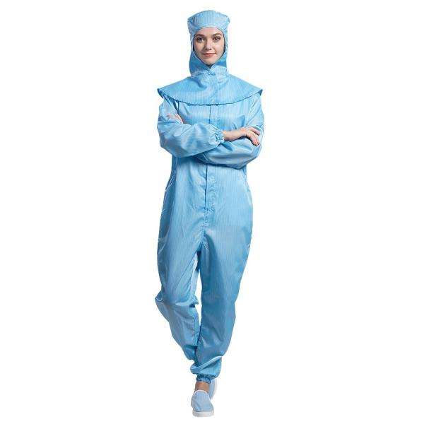 Quality Breathable Anti Static Garments ESD Dustproof Unisex Jumpsuit With Zipper for sale