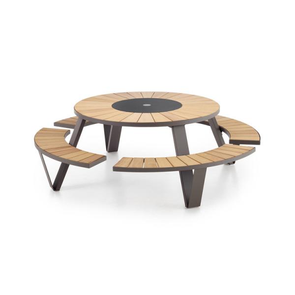 Quality Aluminum Patio Wood And Metal Dining Table With Bench Customized Size for sale