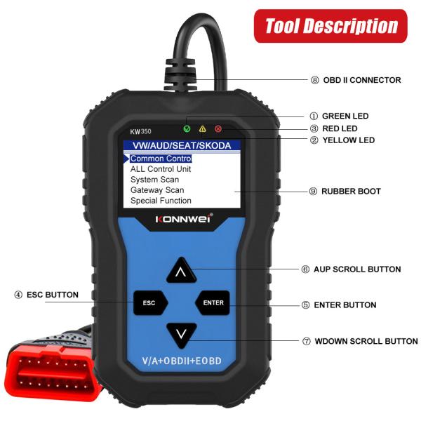 Quality V007 VAG VW Audi Scanner Code Reader Airbag ABS SRS Transmission Diagnostic Tool for sale